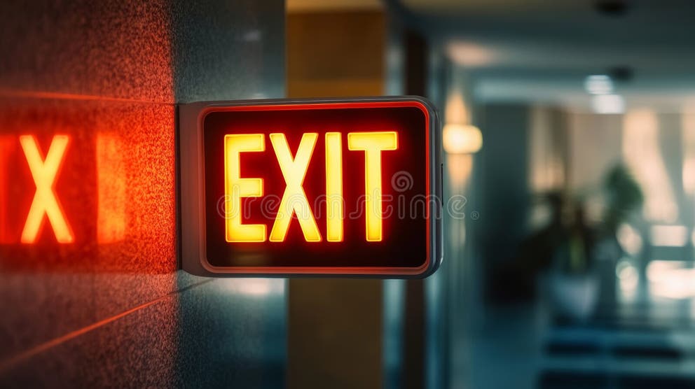 Emergency Illuminated Exit Sign Guiding Safe Evacuation in Corridor ...