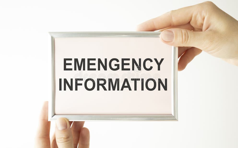 Emergency Information, Text on White Paper Stock Photo - Image of ...