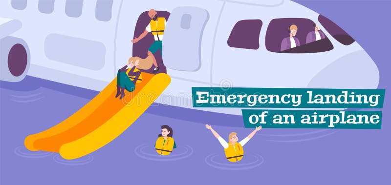Emergency Landing of Airplane Flat Background Stock Vector ...