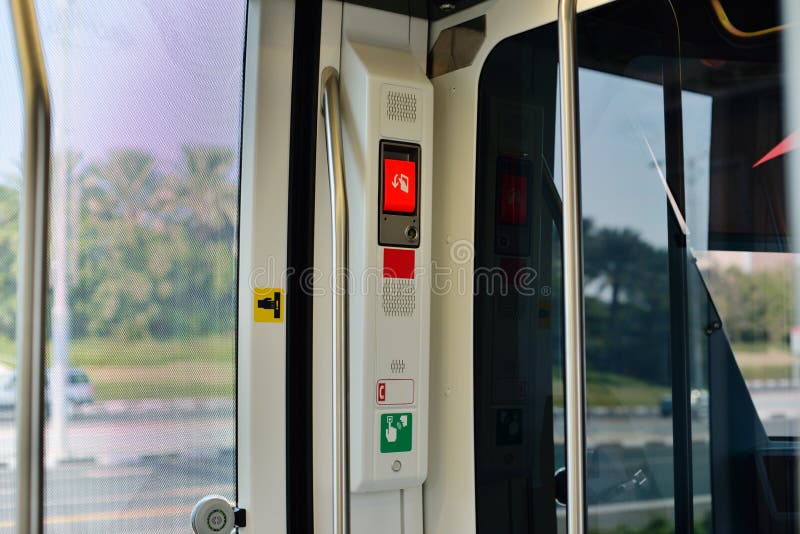 Red Emergency Lever for Emergency Train Stop. the Inscription in German ...