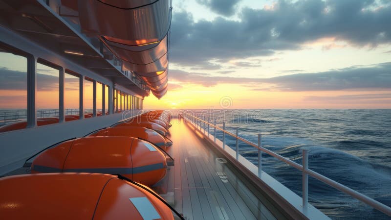 Emergency Life Rafts are Visible on the Ships Deck Emphasizing the ...