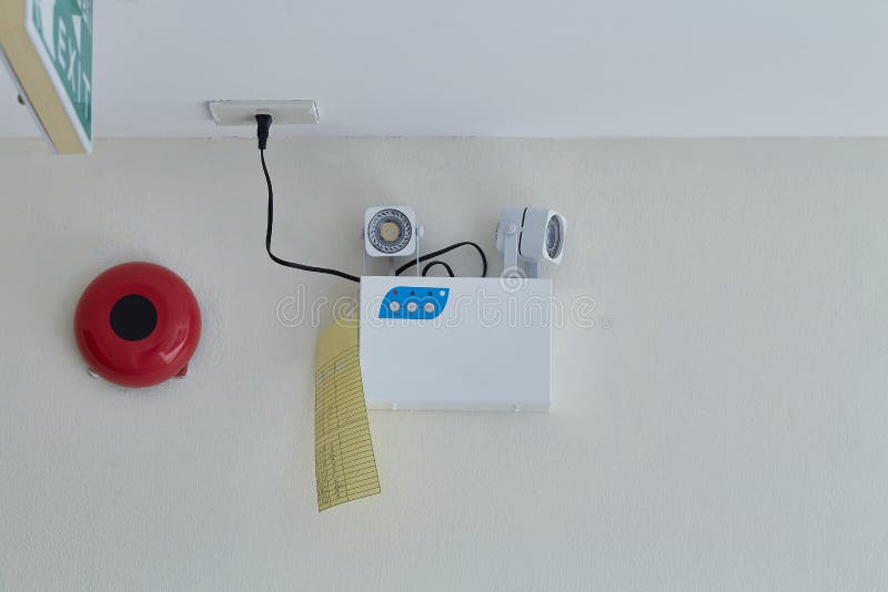 Emergency Lighting Kit with Fire Alarm and Fire Exit Light Sign. Stock ...