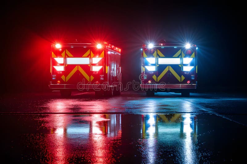 Emergency Lights in Red and Blue Reflect Urgency and Visibility in ...