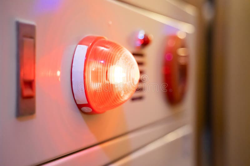 Emergency Lights, Sirens, Fire Alarms on the Walls of the Room Stock ...