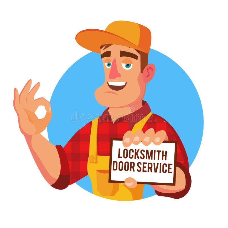 Emergency Locksmith Service Vector. Professional Locksmith Mechanic ...