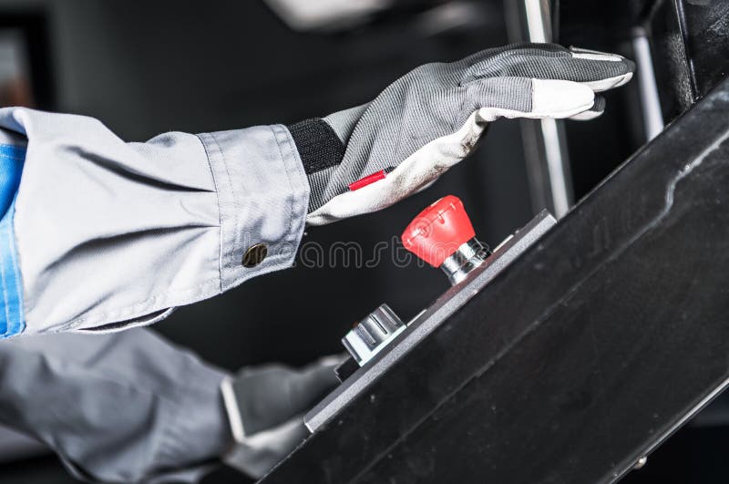 Emergency Machine Stop stock photo. Image of machinery - 143545582