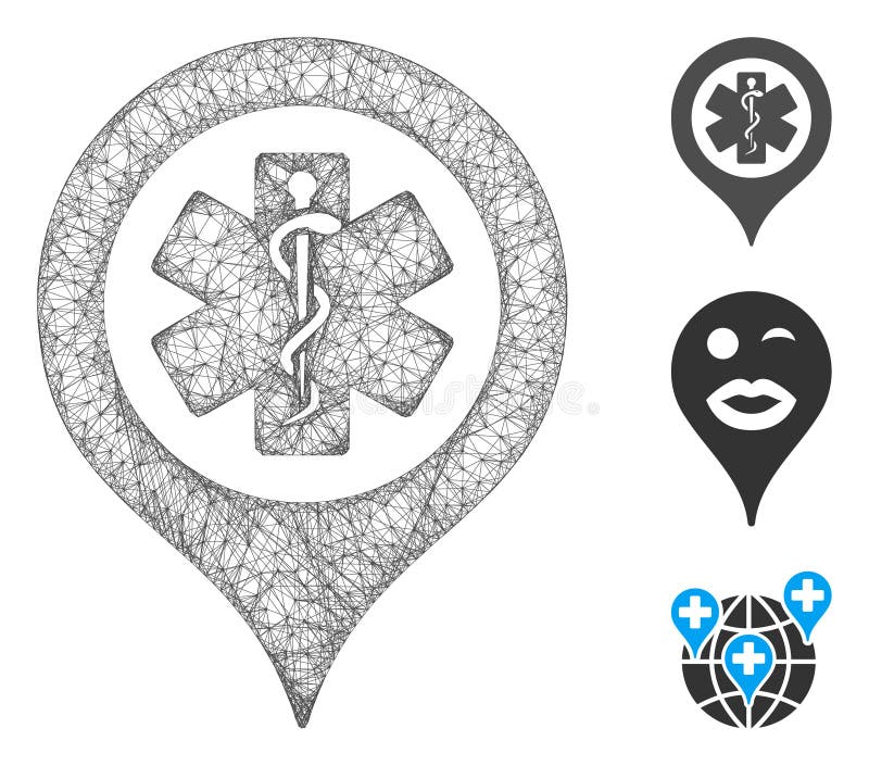 Emergency Map Marker Polygonal Web Vector Mesh Illustration Stock ...