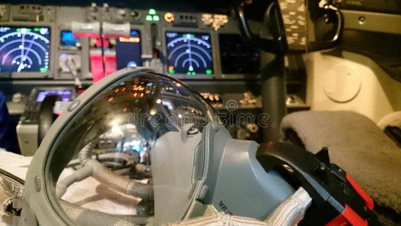 Emergency Mask in Cockpit Boeing 737 Stock Photo - Image of machine ...