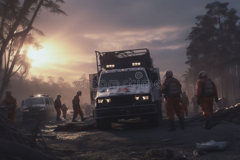 Emergency Medical Team Responding To a Natural Stock Illustration ...