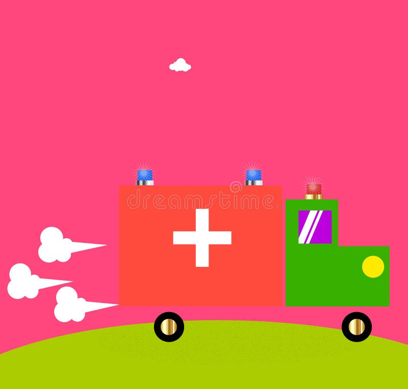Illustration Emergency Medical Vehicle Running for Help Stock Vector ...