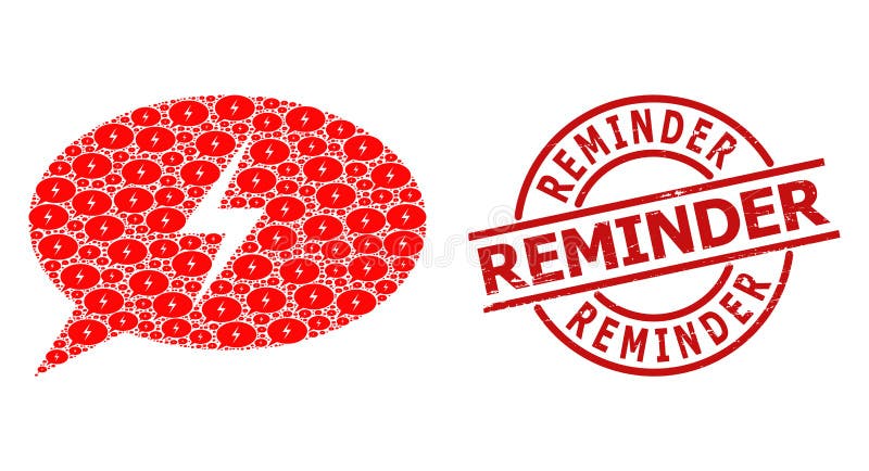 Emergency Message Icon Recursive Collage and Scratched Reminder Seal ...