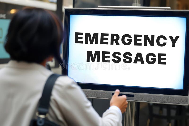 EMERGENCY MESSAGE Word Text on Tv Screen Stock Illustration ...