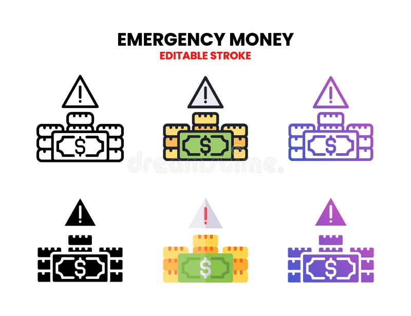Emergency Money Icon Set with Different Styles. Stock Vector ...