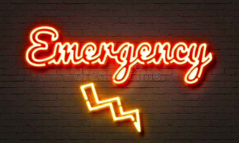 Emergency neon sign stock illustration. Illustration of sign - 116057217