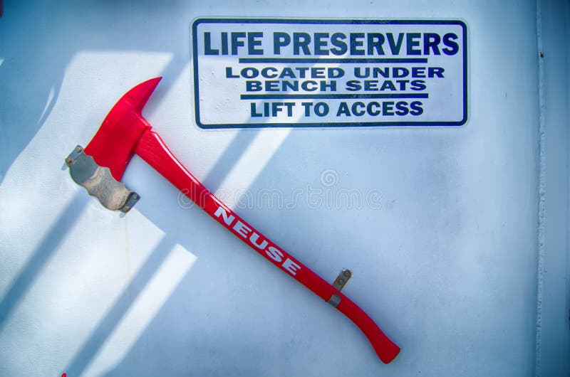 Emergency Neuse Axe on Board of a Large Ship Stock Image - Image of ...