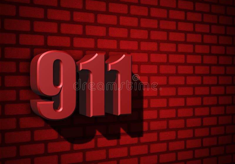 911 Emergency Number on Dark Wall Stock Illustration - Illustration of ...