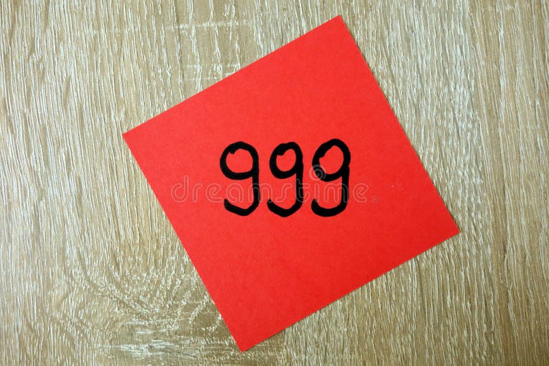 Emergency Number 999 Written on a Red Sticker Stock Image - Image of ...