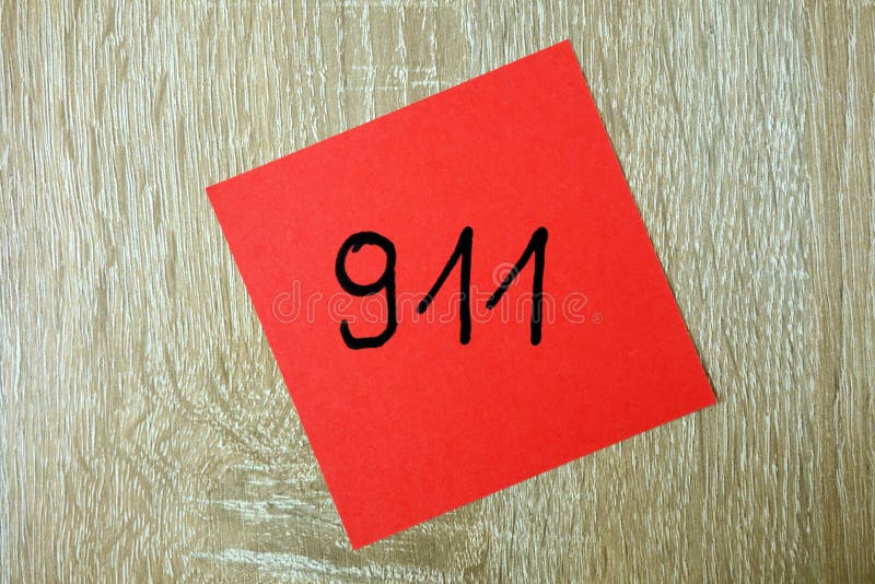 Emergency Number 911 Written on a Red Sticker Stock Image - Image of ...