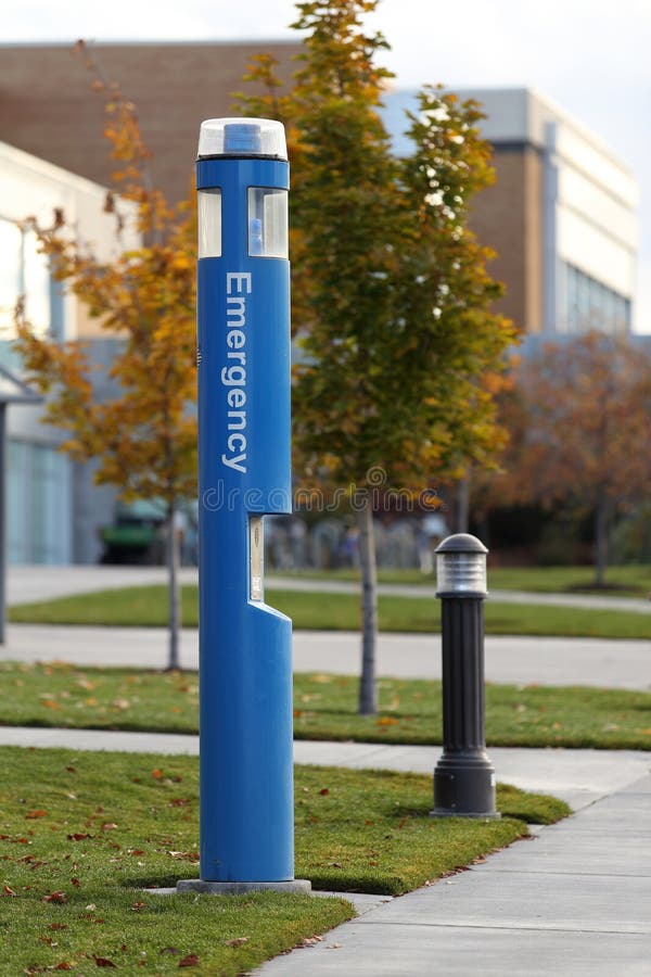 An Emergency Phone on a College Campus Stock Photo - Image of sign ...
