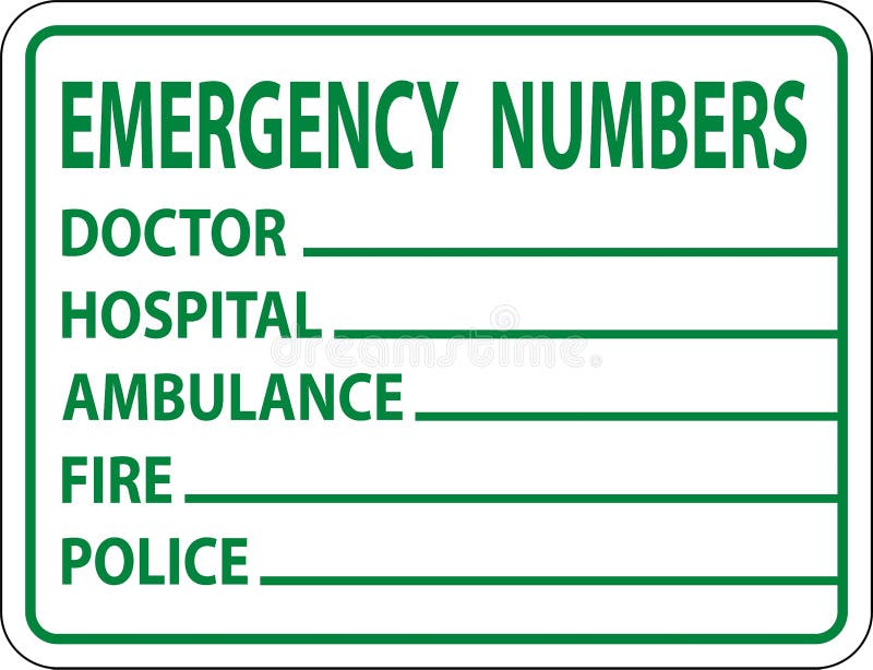 Emergency Phone Numbers Label Sign on White Background Stock Vector ... Emergency Phone Numbers Label Sign on White Background Stock Vector ...
