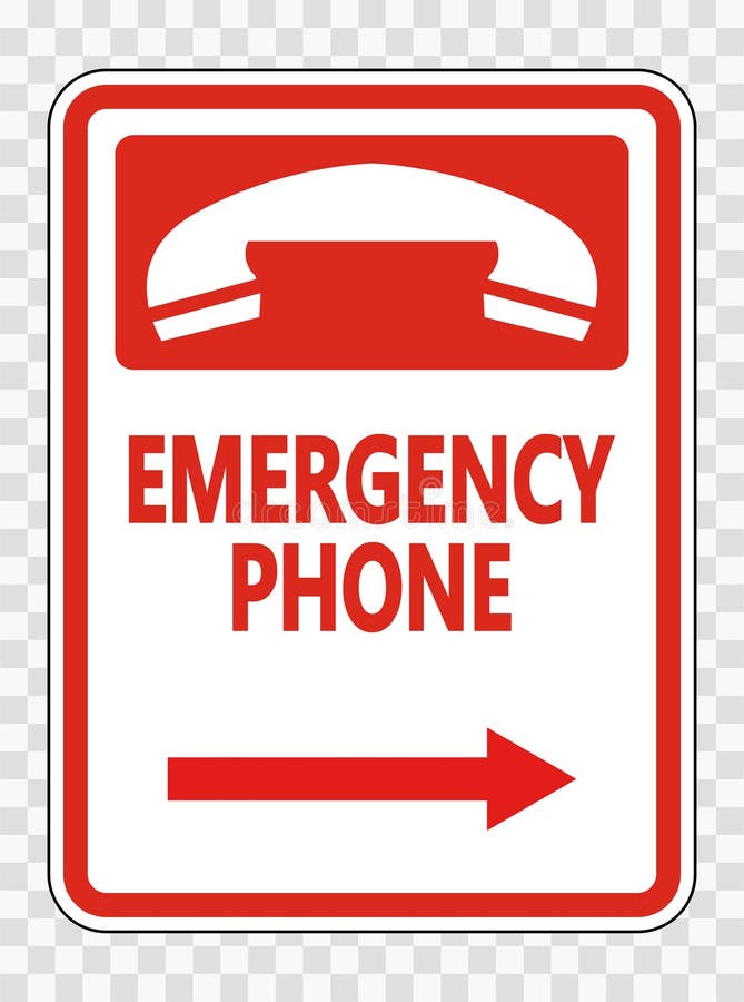 Symbol Emergency Phone (Right Arrow) Sign on Transparent Background ...