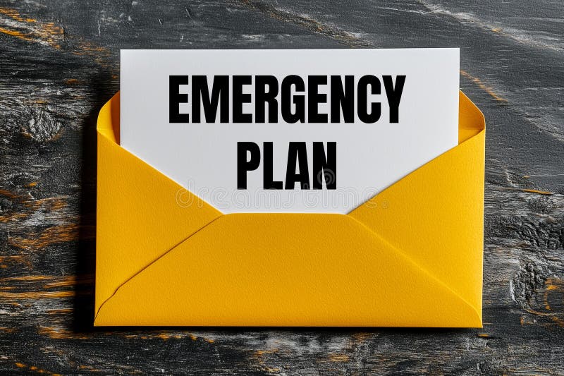 Emergency Plan Message Written on Yellow Envelope Stock Image - Image ...