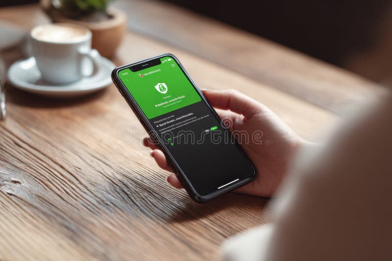 Emergency Poison Alert App Displayed on Smartphone in a Cozy Cafe ...