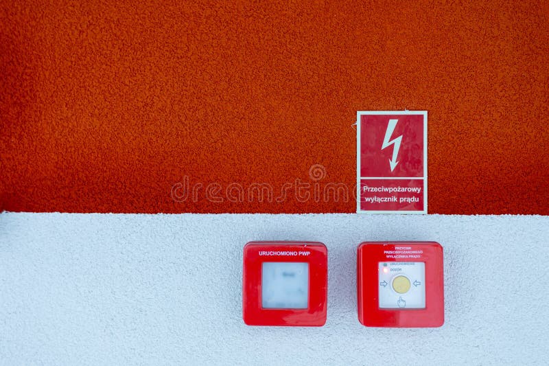 Emergency Power Buttons Displayed Prominently on a Colored Background ...