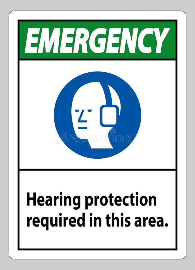 Emergency PPE Sign Hearing Protection Required in this Area with Symbol ...