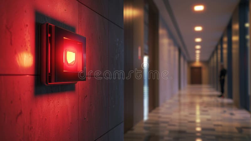 Emergency Red Light Exit Alarm on Wall a Vital Safety Signal for Fire ...