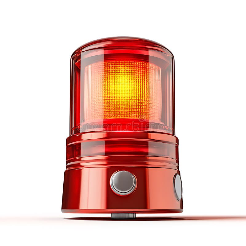 Emergency Red Warning Light on White Background Safety Beacon Alert ...
