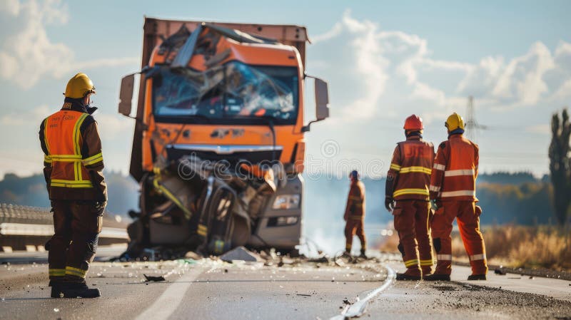 Emergency Responders at the Scene of a Semi-truck Stock Illustration ... Emergency Responders at the Scene of a Semi-truck Stock Illustration ...