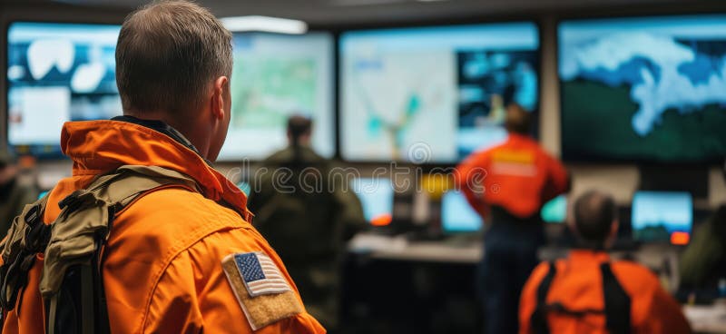Emergency Response Team Monitoring Operations in Control Room with ...