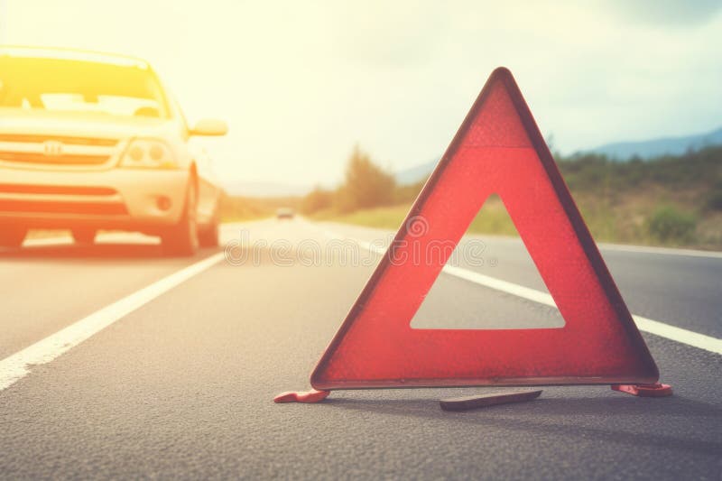Emergency Road Sign. Generate Ai Stock Image - Image of motorway ...