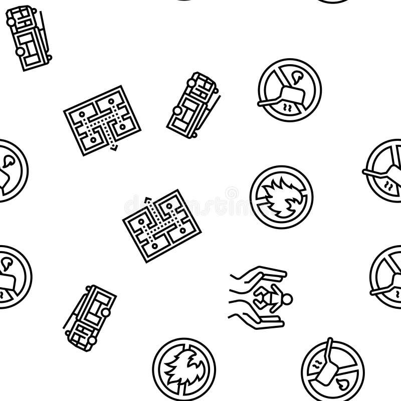 Emergency Safety Security Danger Vector Seamless Pattern Stock ...
