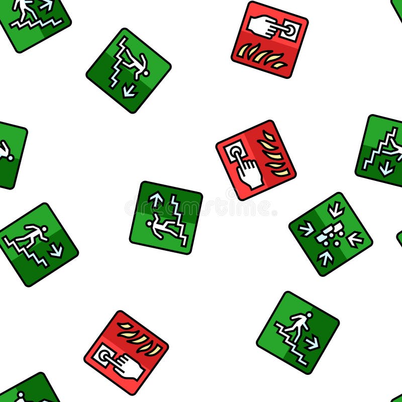 Emergency Safety Security Danger Vector Seamless Pattern Stock Vector ...