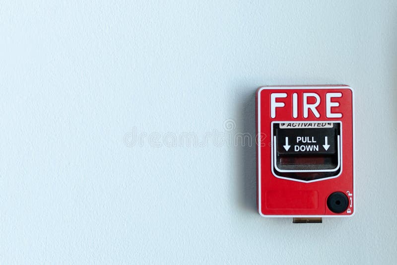 Emergency Safety Switch Alarm Red Box Install on White Wall with Pull ...