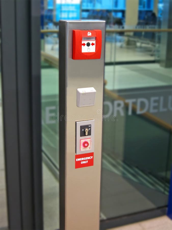 Emergency Security Sign, Office Interior, Stock Photo - Image of glass ...