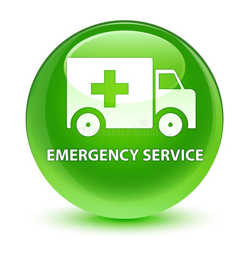 Emergency Service Glassy Green Round Button Stock Illustration ...