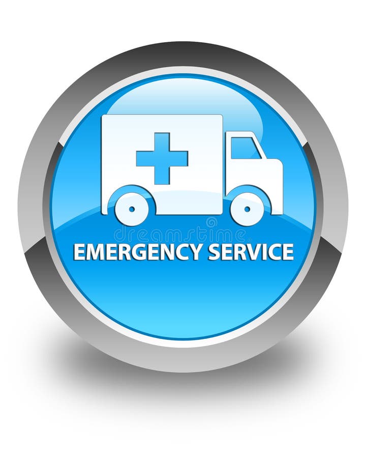 Emergency Service Glossy Cyan Blue Round Button Stock Illustration ...