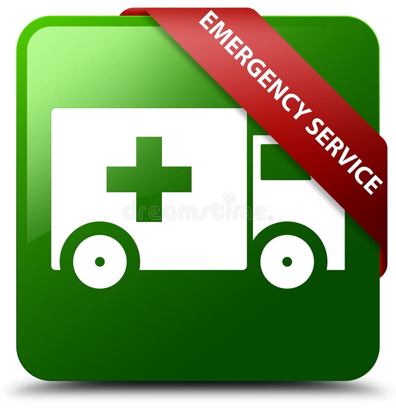 Emergency Service Green Square Button Stock Illustration - Illustration ...