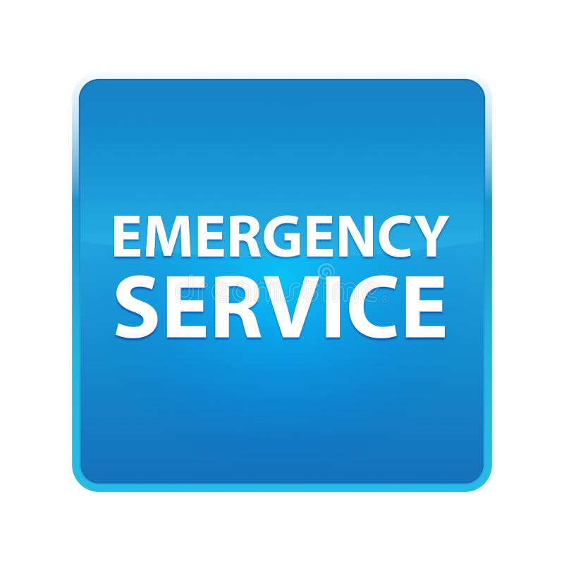 Emergency Service Shiny Blue Square Button Stock Illustration ...