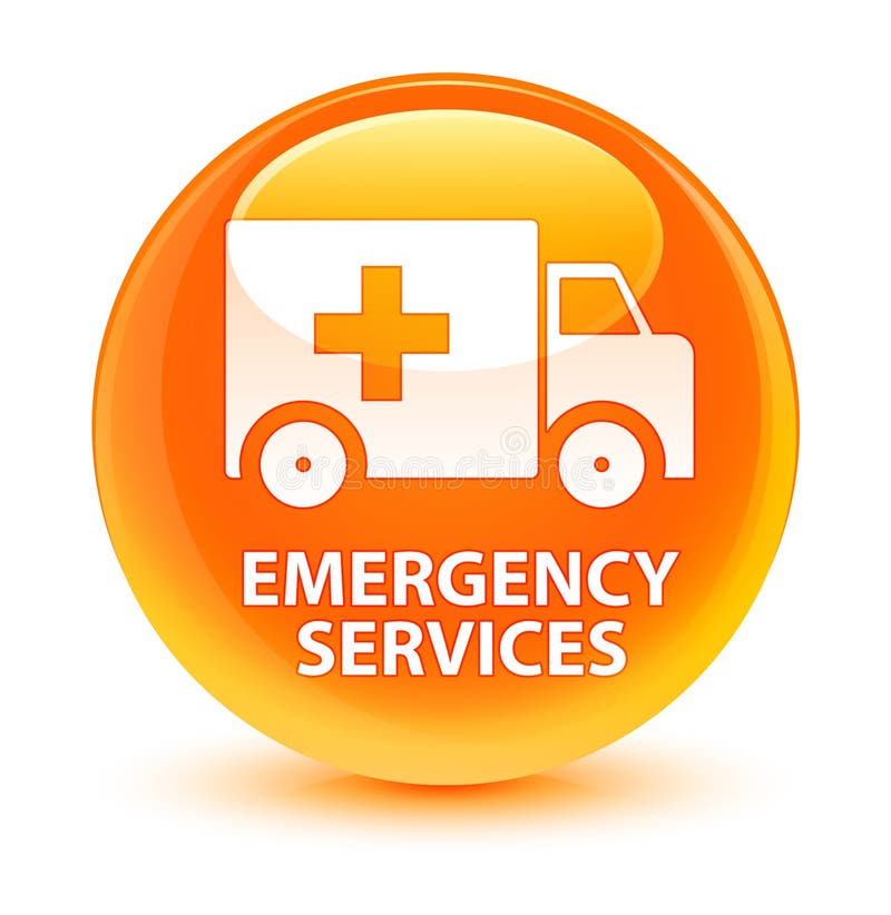 Emergency Services Glassy Orange Round Button Stock Illustration ...