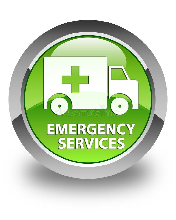 Emergency Services Glossy Green Round Button Stock Illustration ...