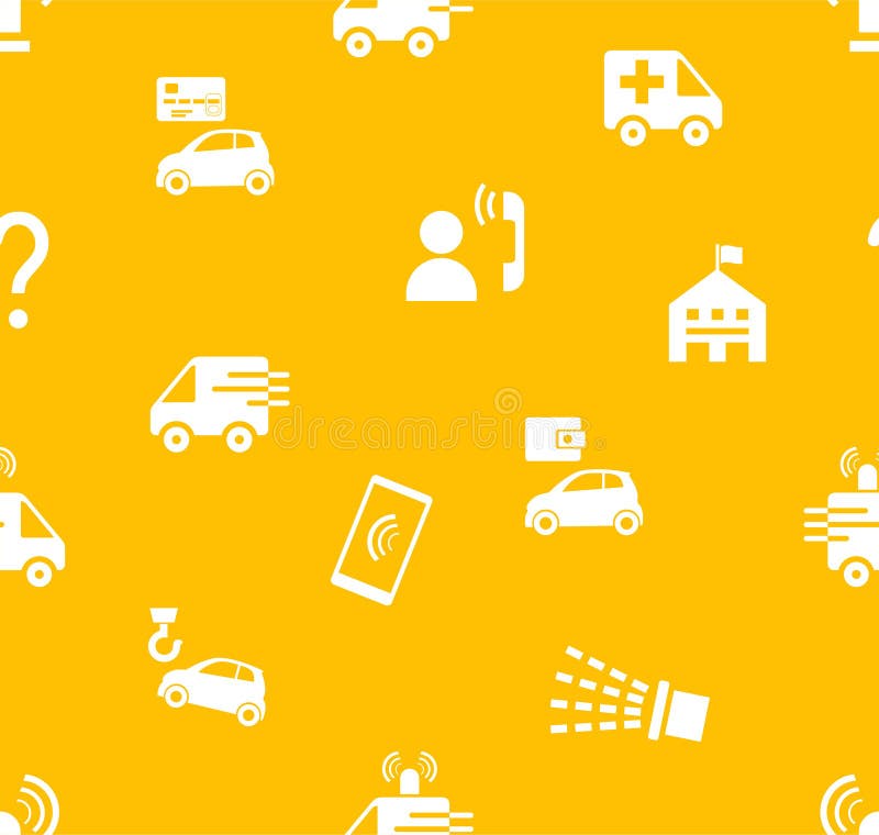 Emergency Services, Seamless Pattern, Flat, Yellow, Vector Stock Vector ...