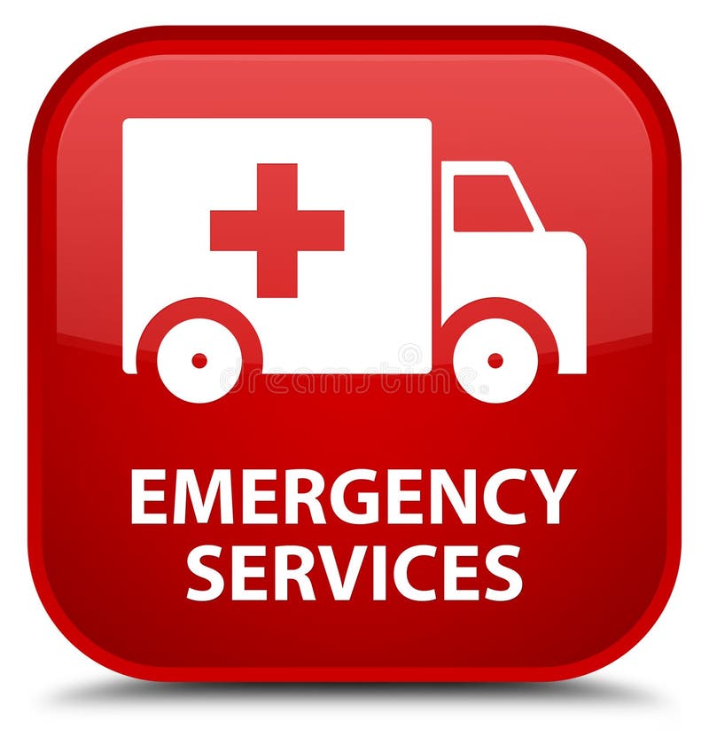 Emergency Services Glassy Red Round Button Stock Illustration ...