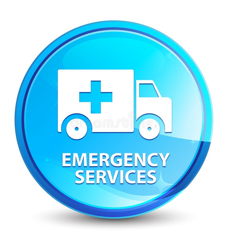 Emergency Services Splash Natural Blue Round Button Stock Vector ...