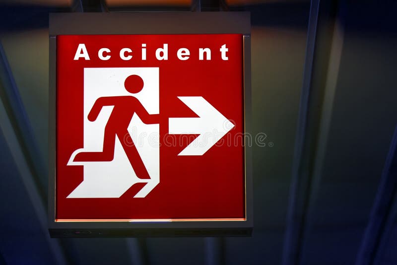 The Riskly Exit for Accident Board Stock Image - Image of bright ...