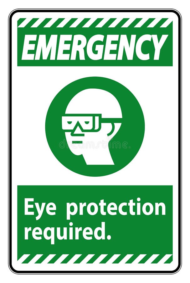 Emergency Sign Eye Protection Required Symbol Isolate on White ...