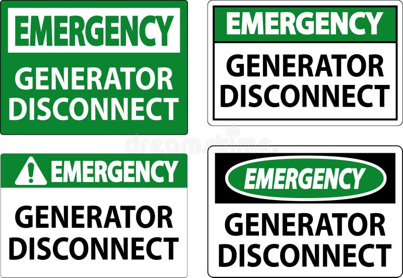 Emergency Sign Generator Disconnect Stock Vector - Illustration of ...